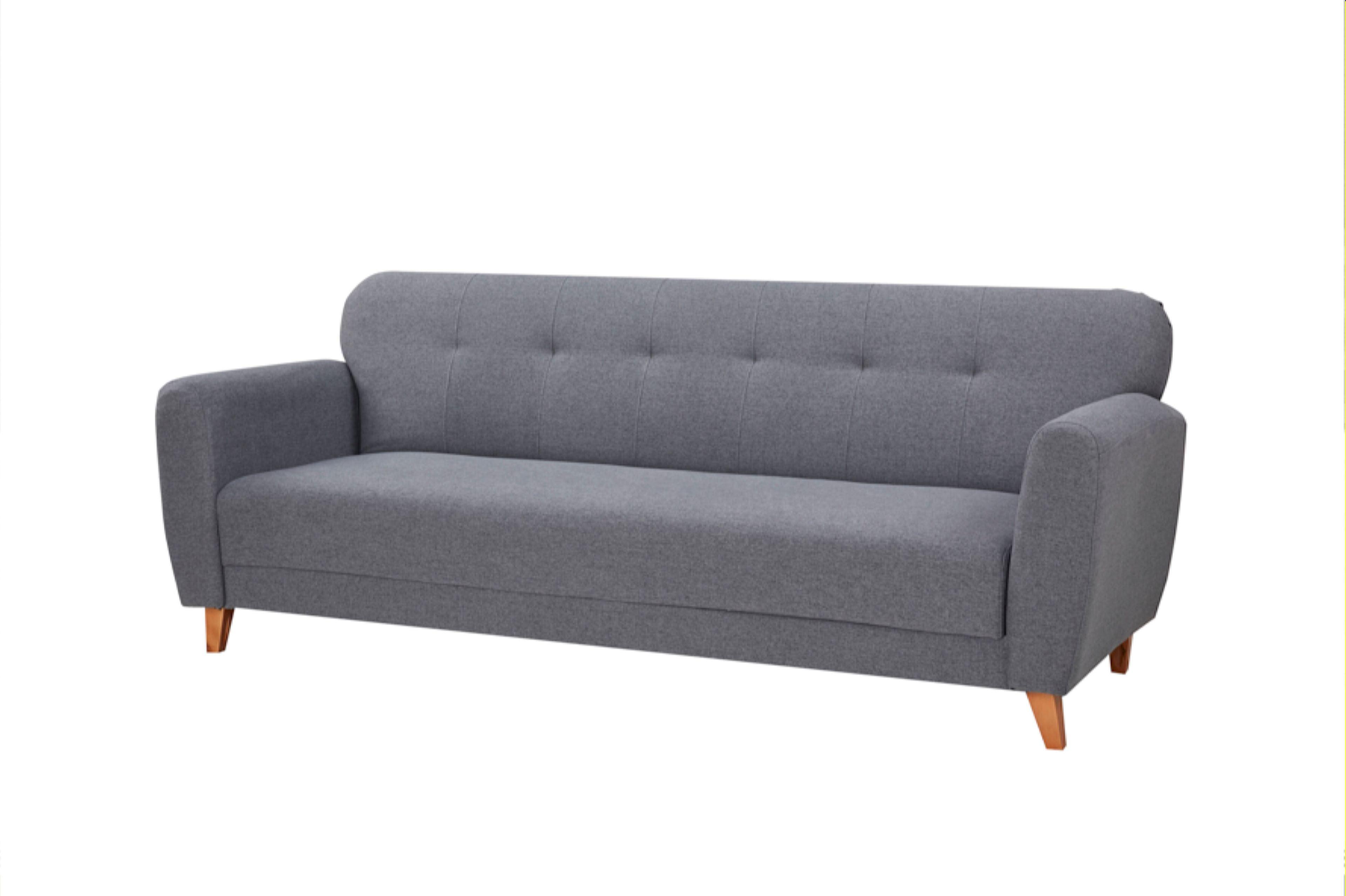 Sofa Cama Toledo Gris Con Estructura De Madera Y Tela 100 Poliester – EBANI