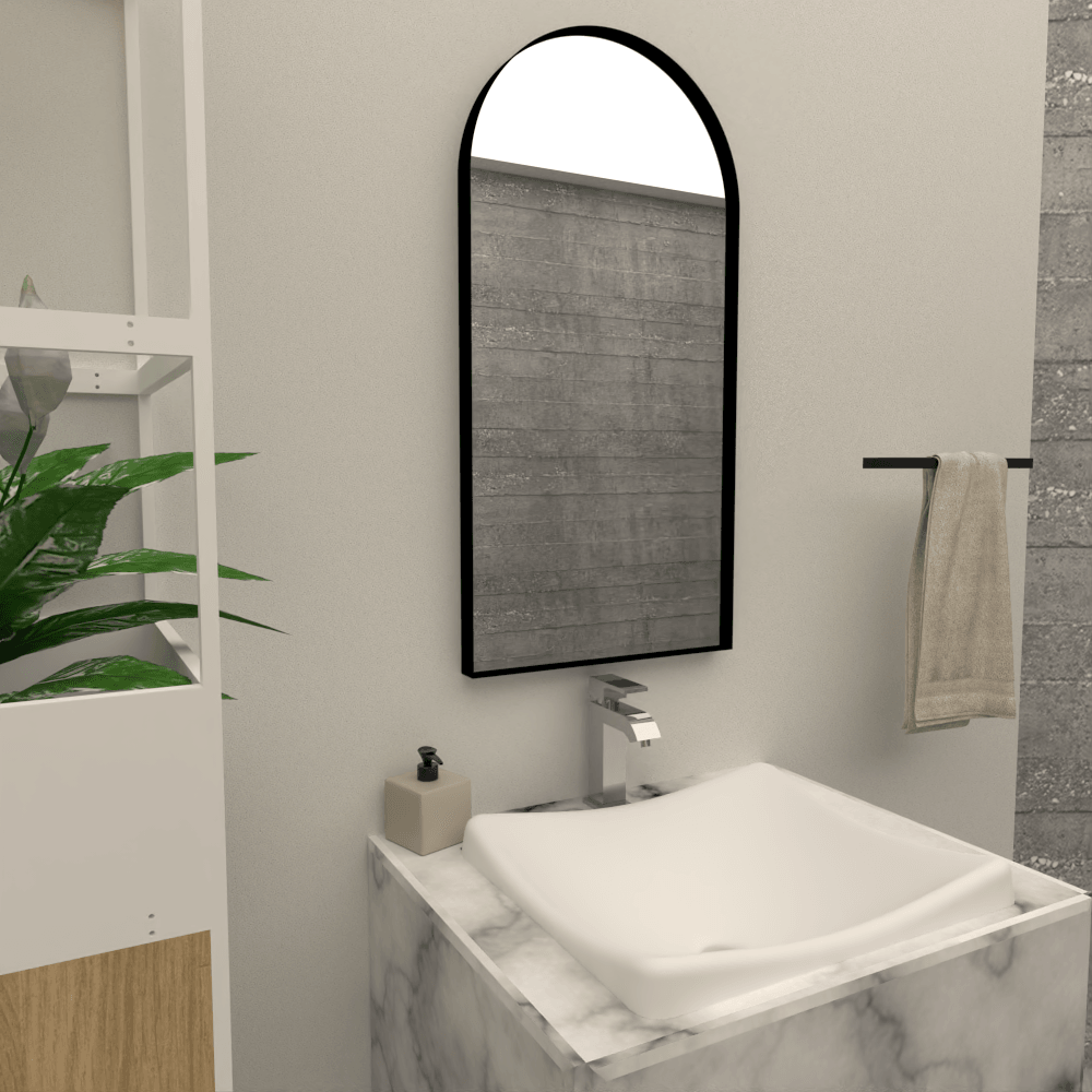 Espejo Rectangular Marsella, Negro, con Extremo Superior Curvo y En Es ...