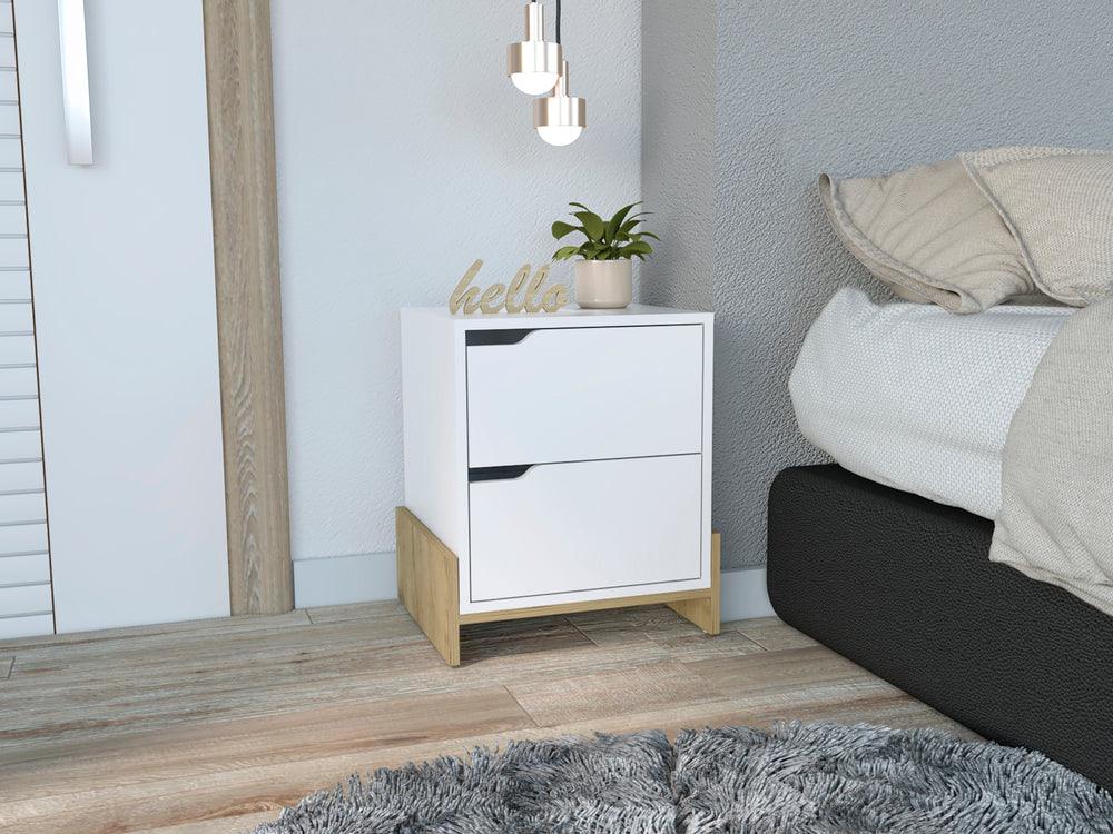 Mesa De Noche 2 Cajones Blanco Macadamia – EBANI