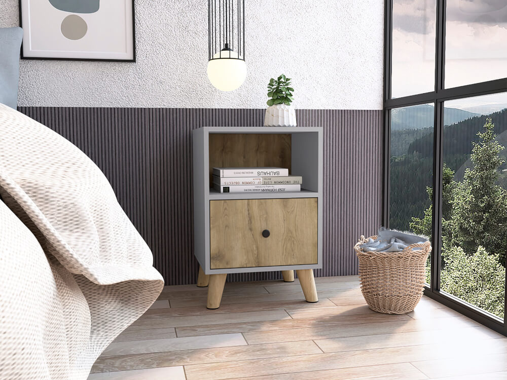 Mesa De Noche Hamilton Gris Macadamia – EBANI