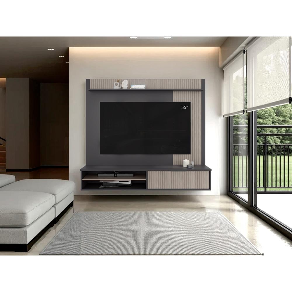 Panel de Tv Dover, Plata Oscuro Y Bardolino, Con Cspacio Para TV Desde ...