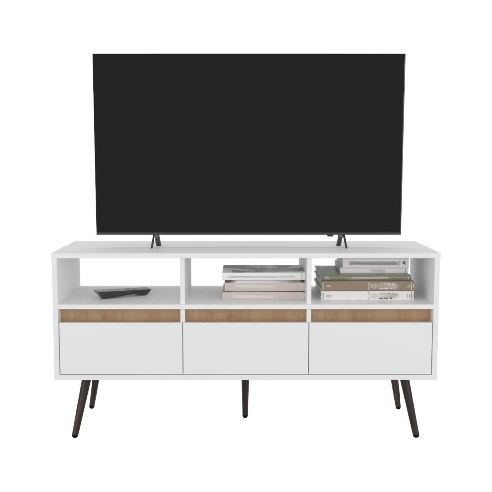 Mesa para TV Aranez, Blanco y Fresno Europeo, para tv máximo 50" ZF – EBANI