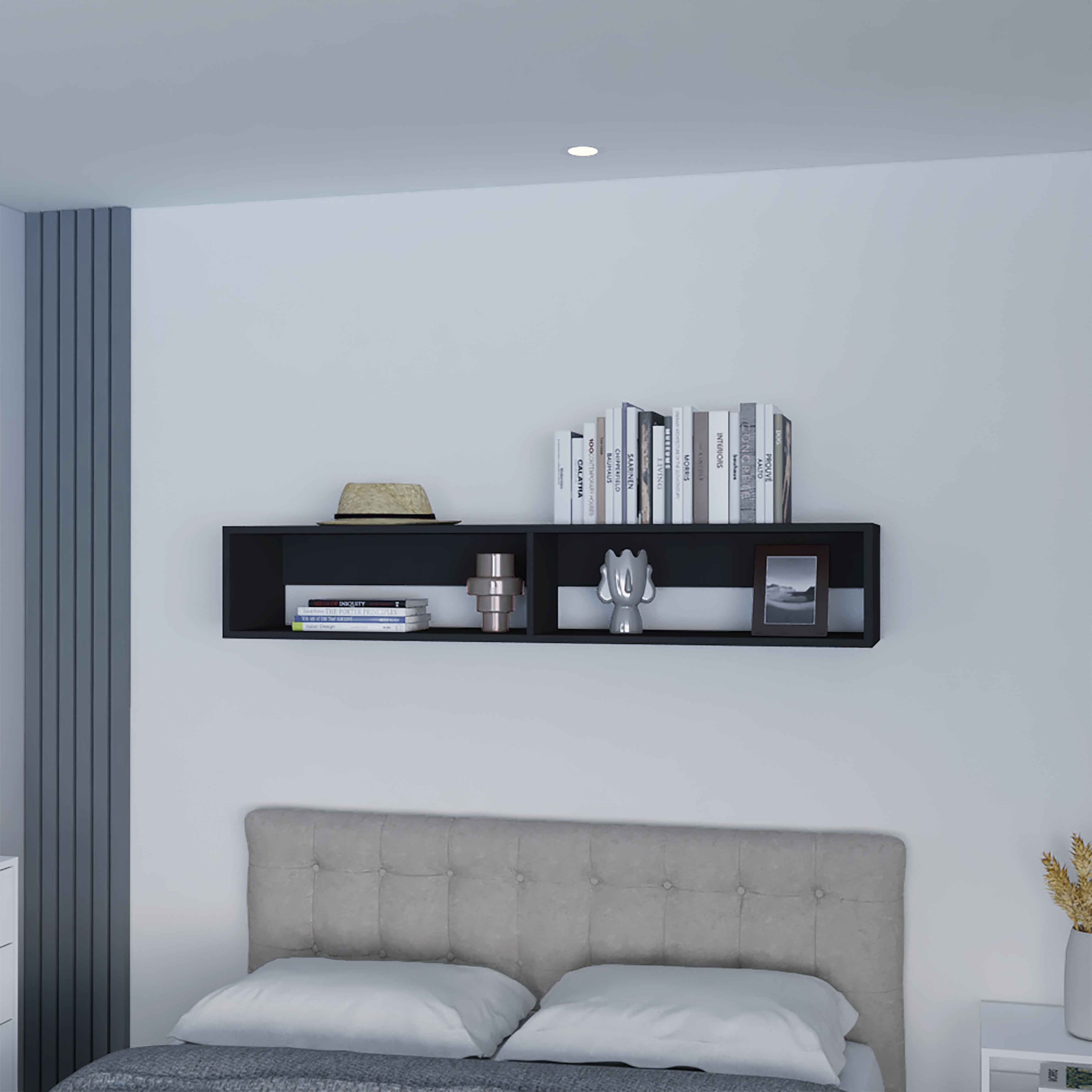 Repisa Decorativa Flotante Kerin, Avellana, con dos espacios para ubic ...