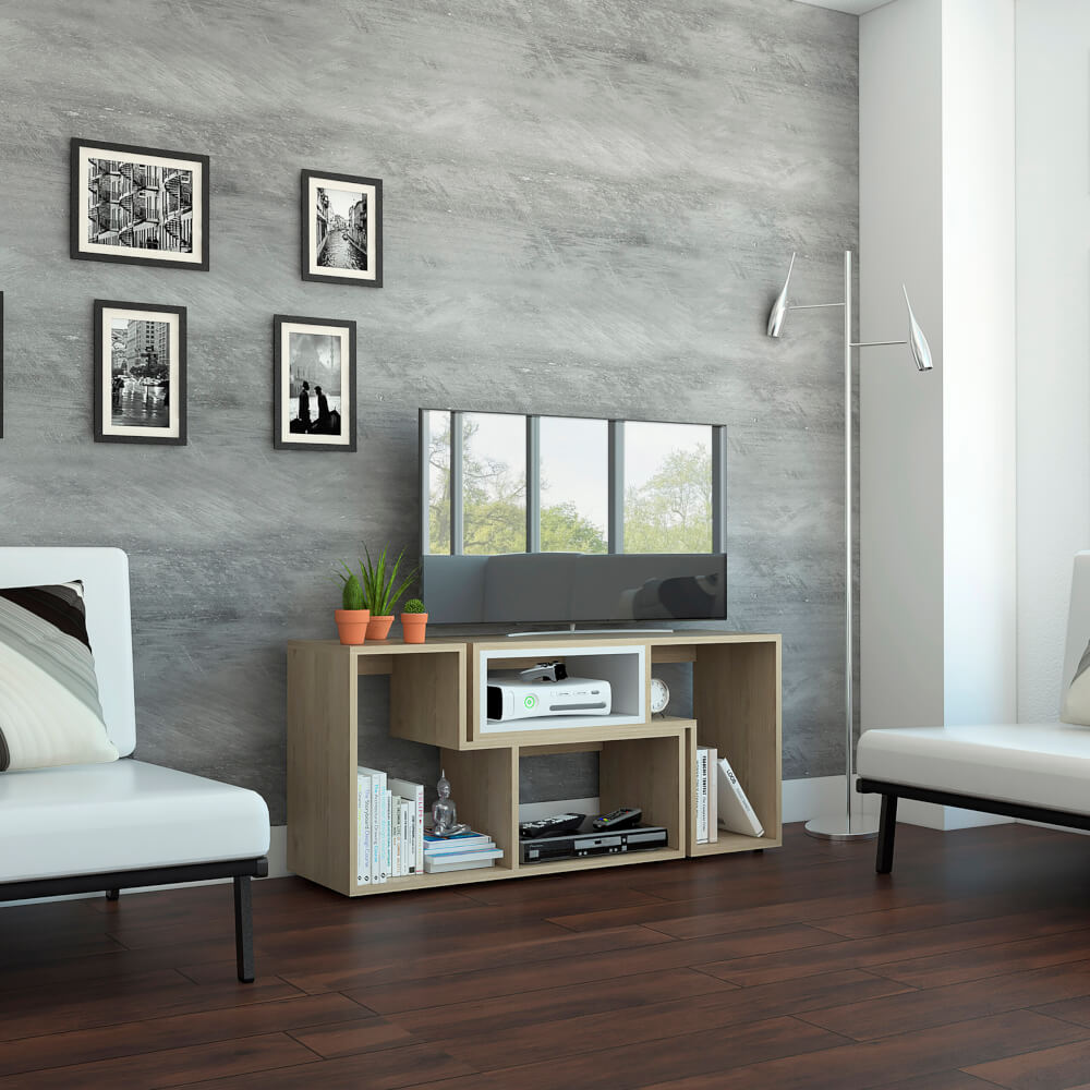 Rack o mueble para TV Extensible Beijing Rovere+Blanco Rovere Blanco h ...