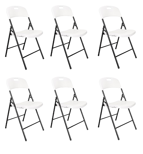 Set de Seis Sillas Plegables Dako, Blanco, espaldar y asiento en mater ...